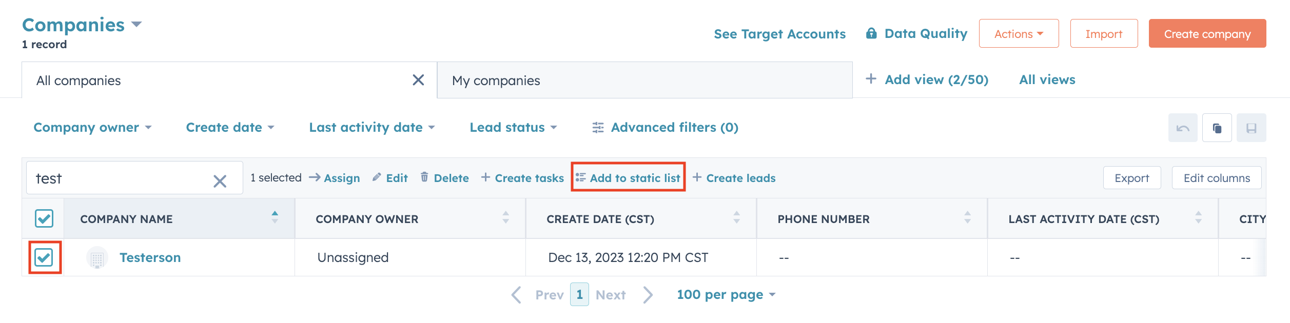Solved: HubSpot Community - How to add companies to Company Based List without filters ...