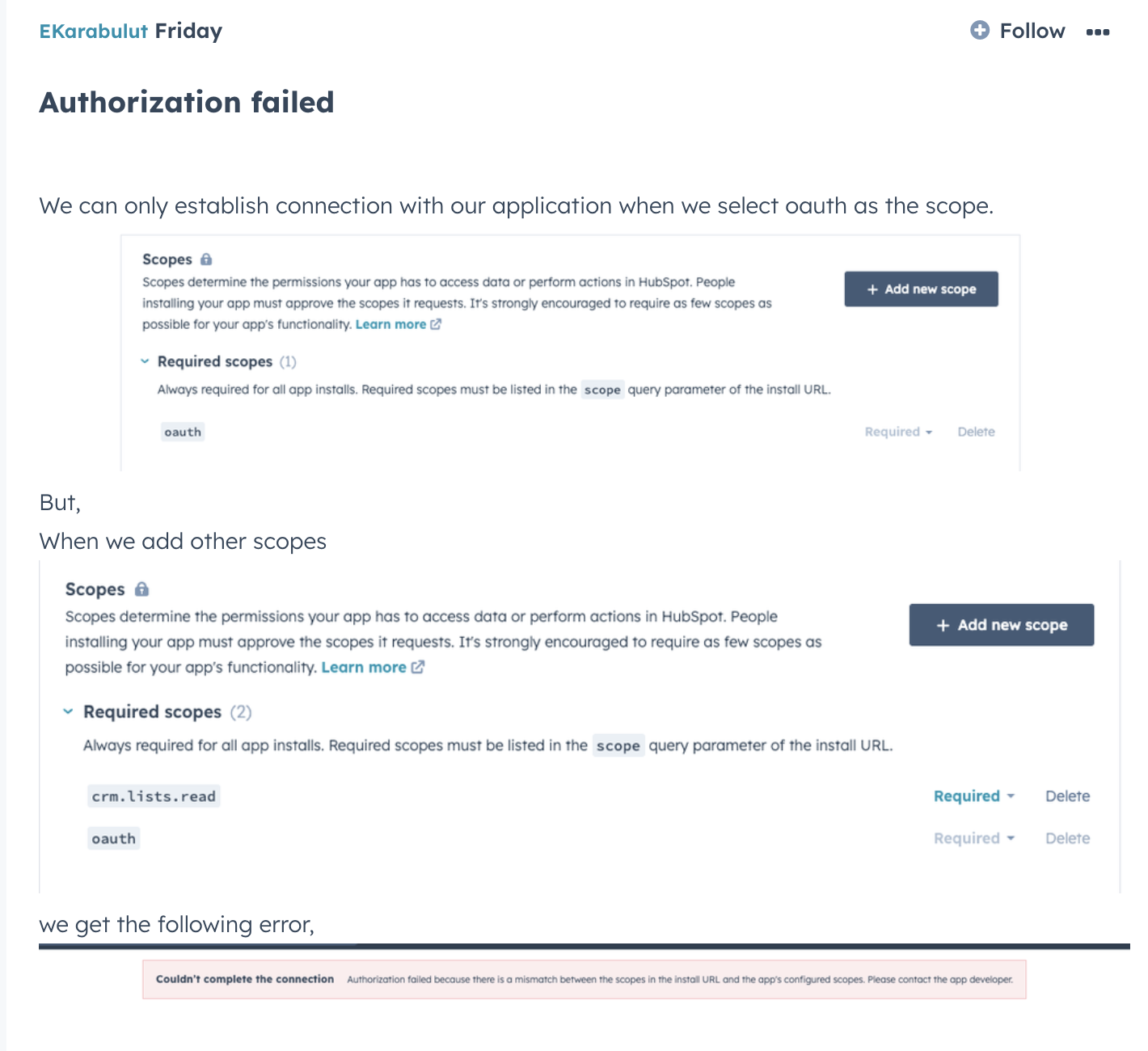 HubSpot Community - Authorization failed - HubSpot Community