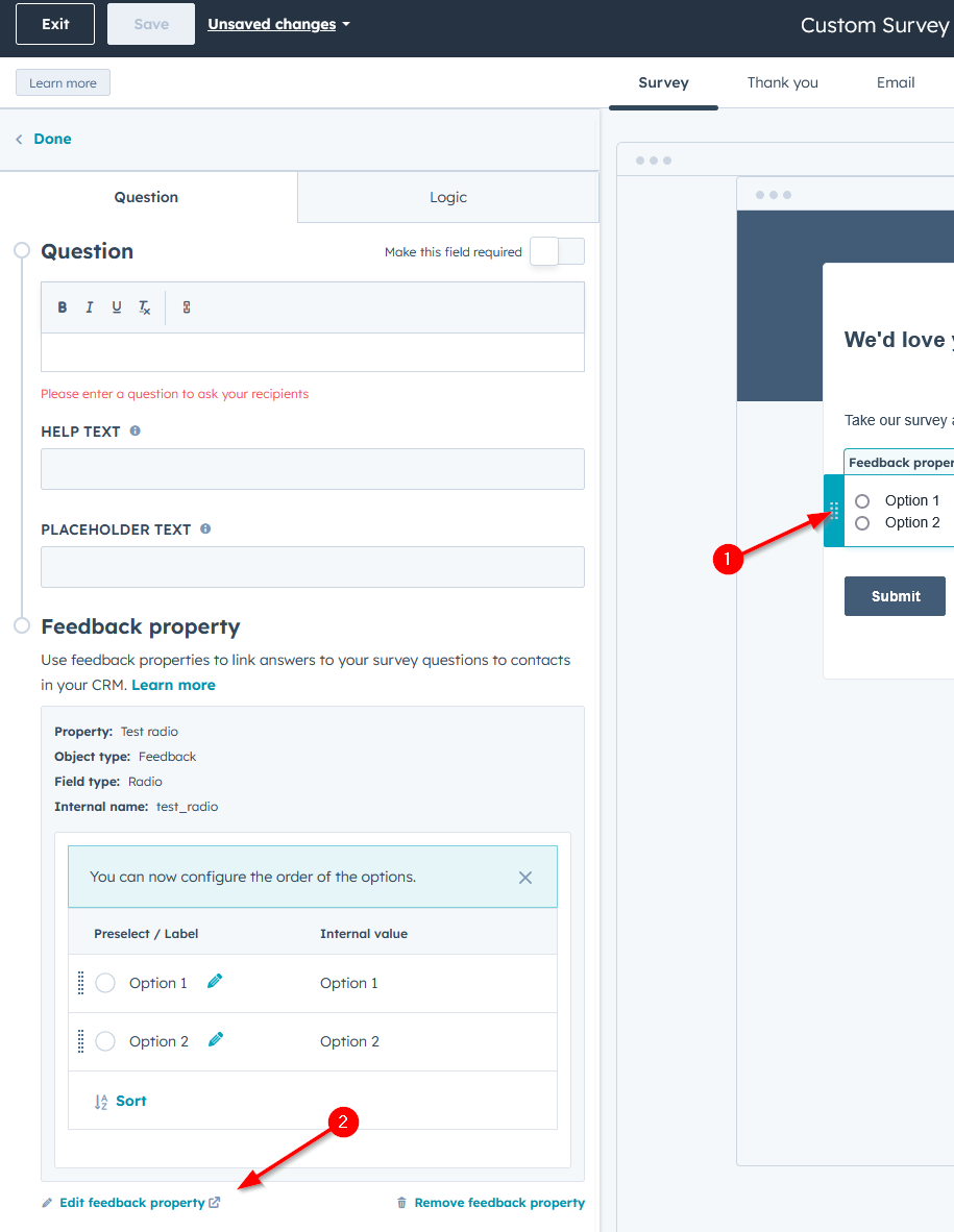 Solved: HubSpot Community - Add more than two options in radio field type question in survey ...