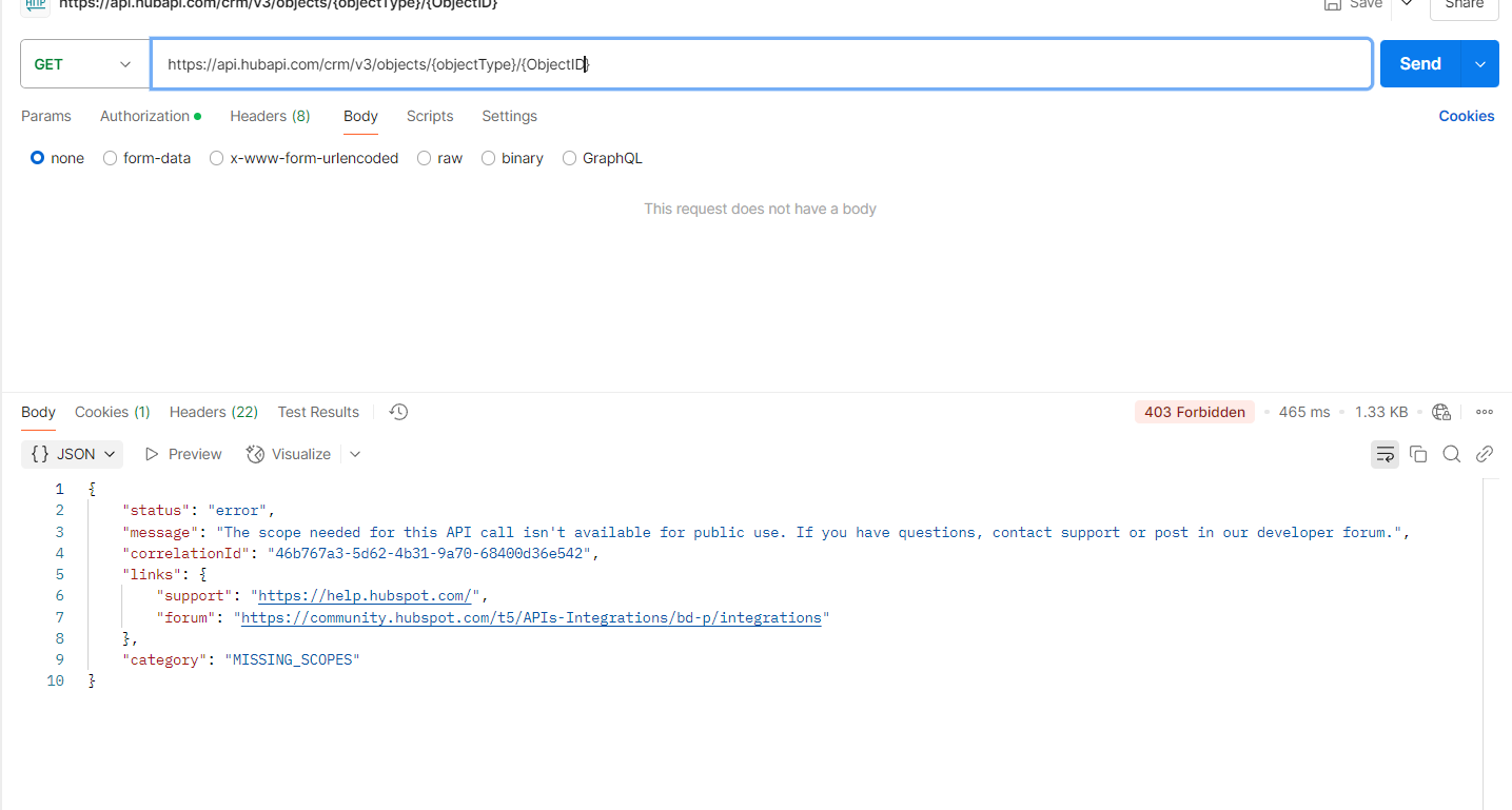 Solved: HubSpot Community - PATCH/POST Request to Custom Object Returns "MISSING_SCOPES" Error ...