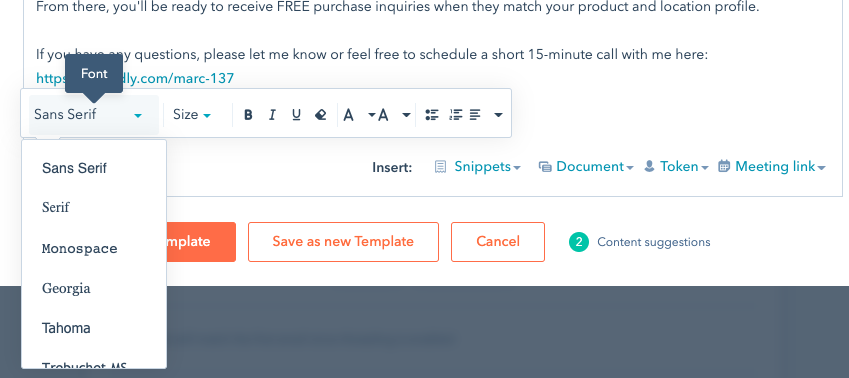 HubSpot Community - Ability to set default fonts and font sizes in ...