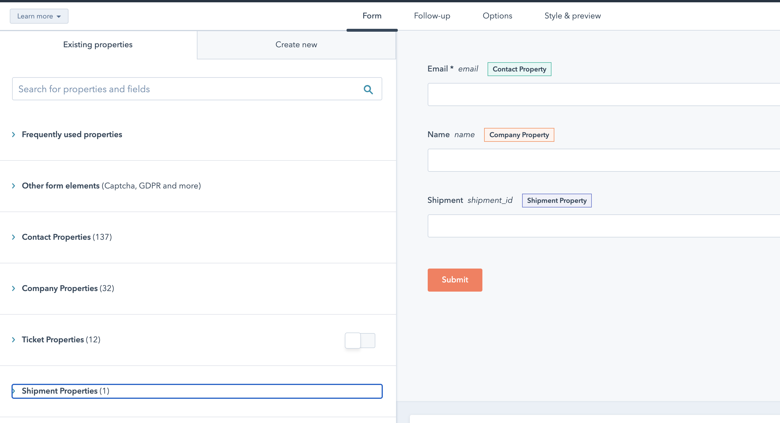 Custom Objects Properties available in HubSpot Forms