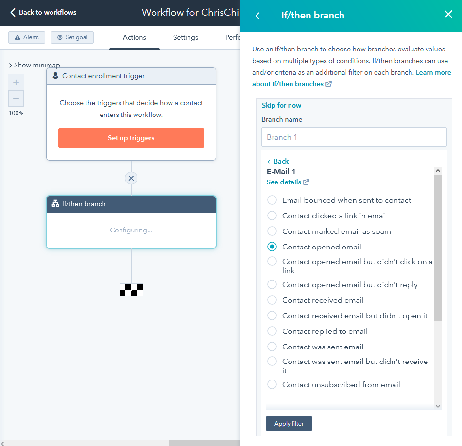 Solved: HubSpot Community - New notification through workflow, for contacts who didn't open the ...