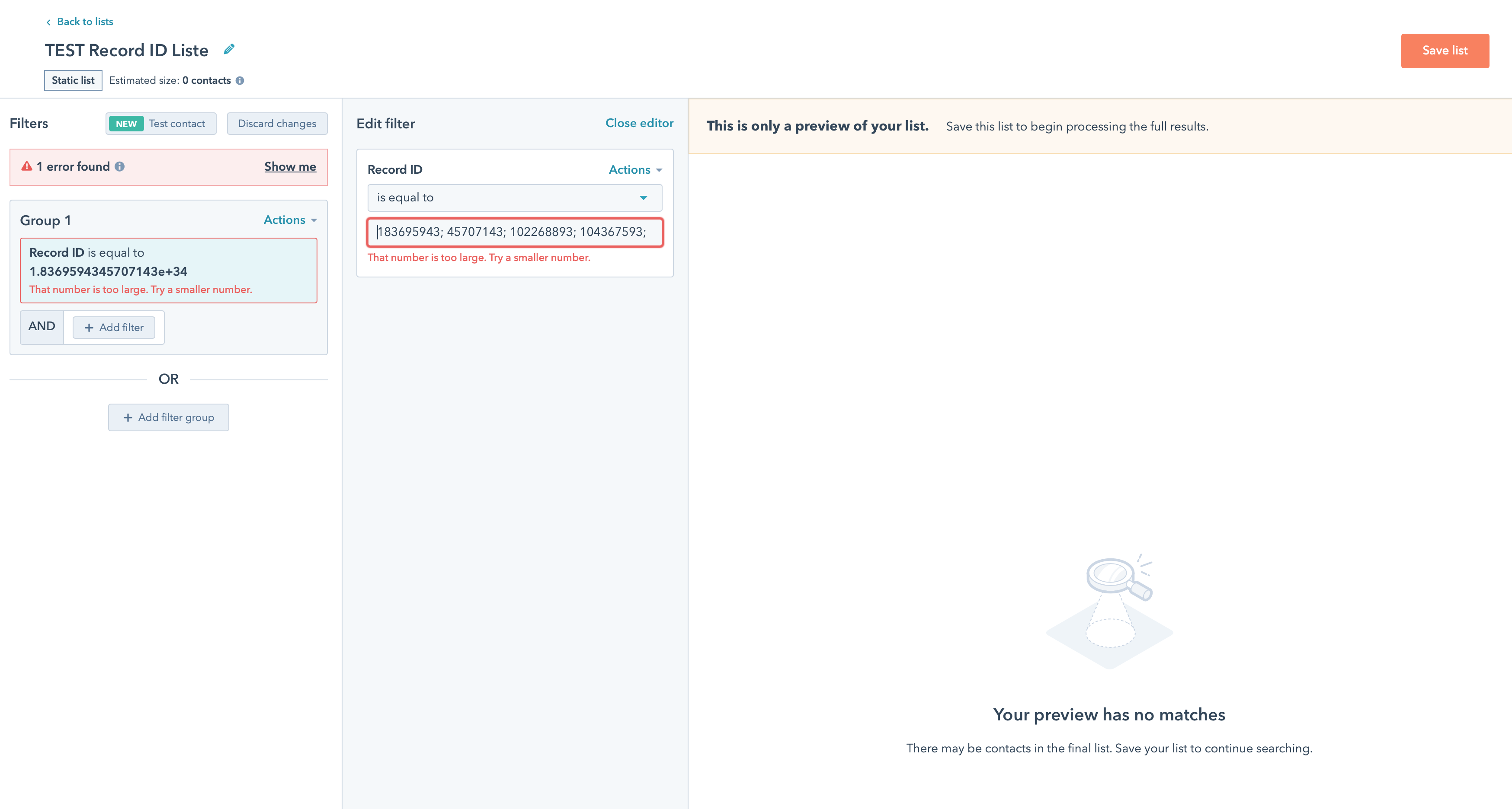 Solved: HubSpot Community - Creating a Mass List from [Record ID] Values - HubSpot Community