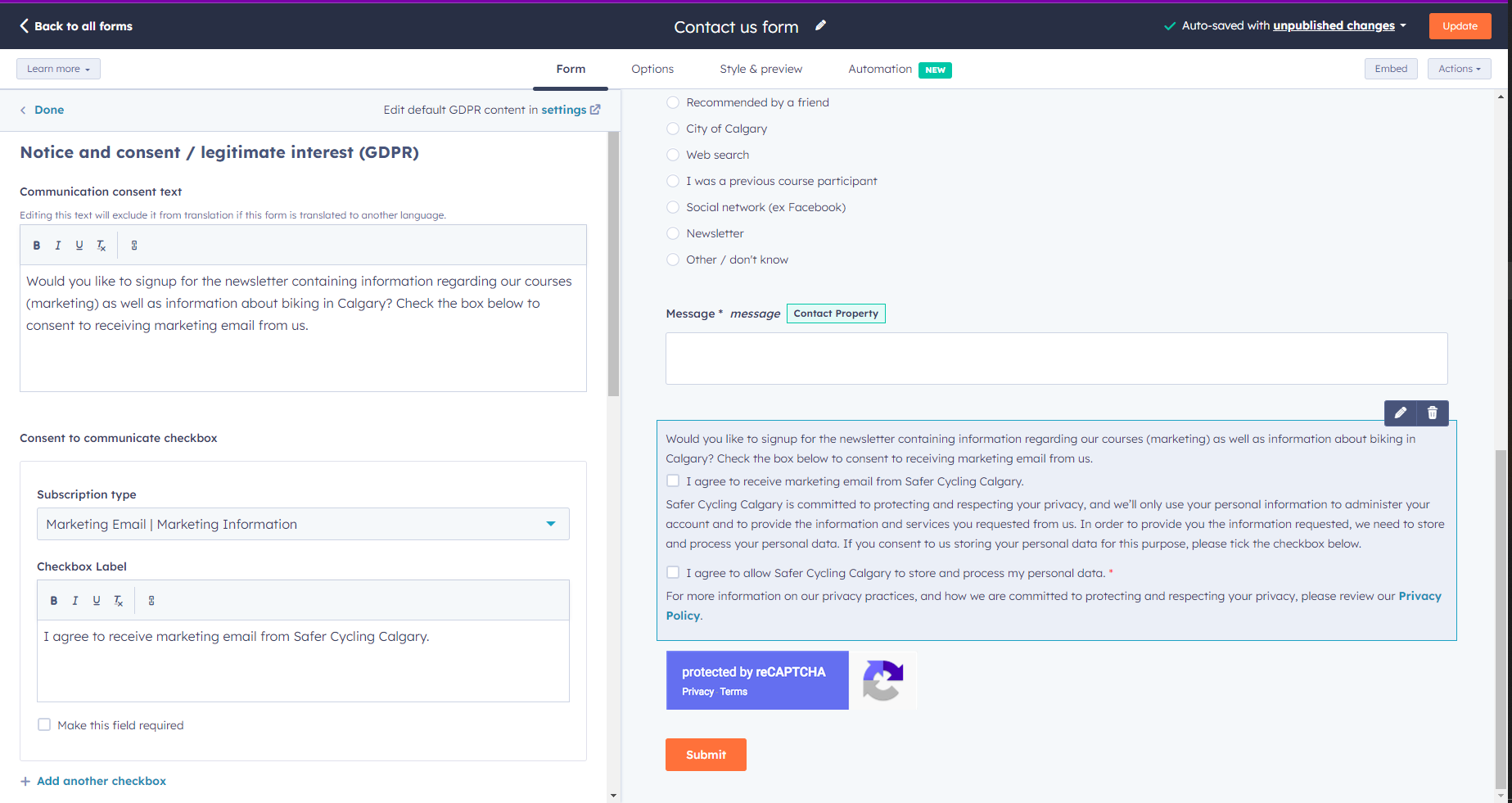 Solved: HubSpot Community - Contact Me form: marketing email permission ...