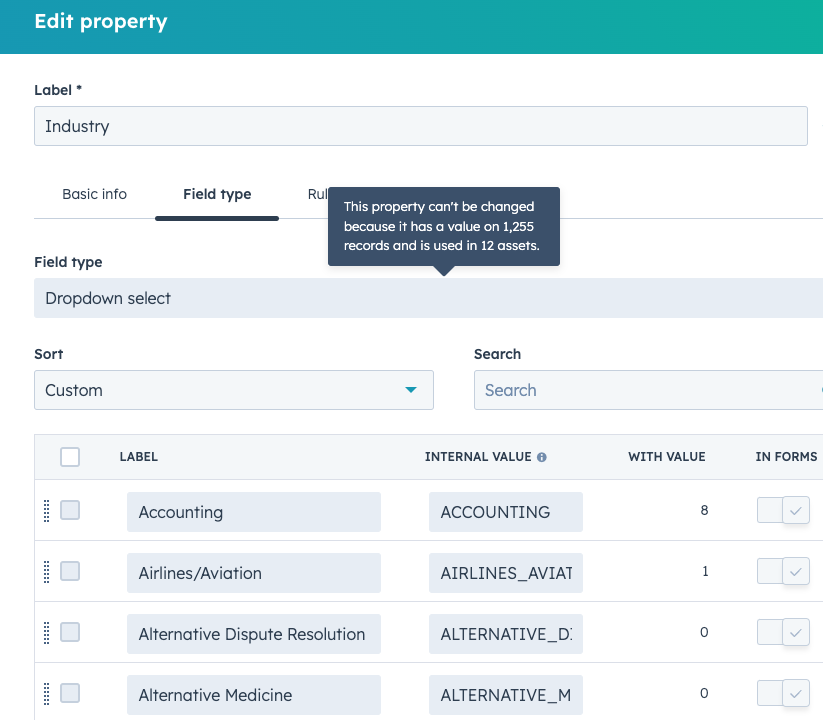 Solved: HubSpot Community - Removing options from 'industry' drop down ...