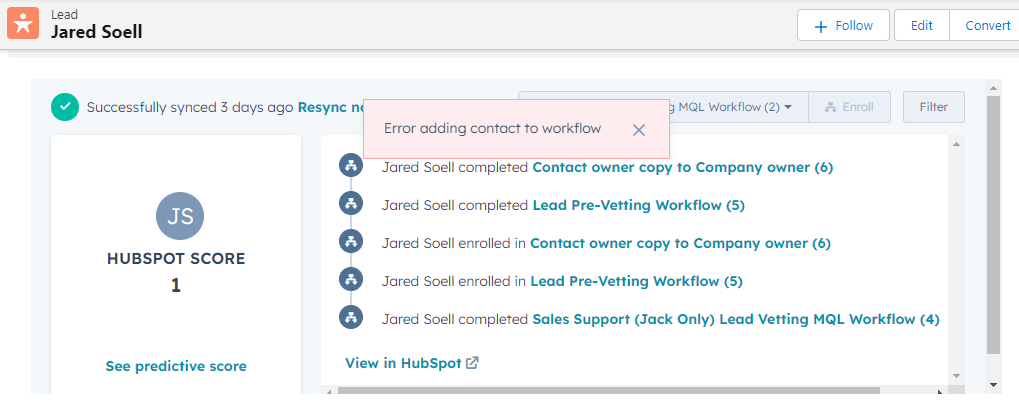 HubSpot Community - Error Enrolling Salesforce Leads/Contacts in Workflows from Visualforce Page ...