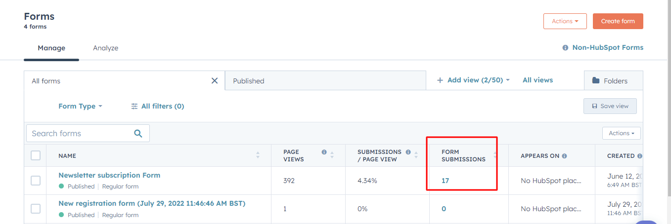 Solved: HubSpot Community - Some of the form Submission not appearing in the active list ...