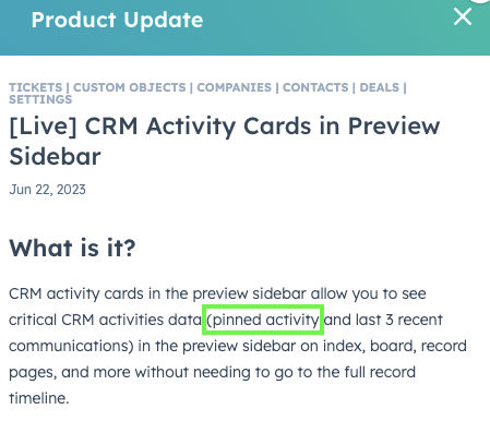 HubSpot Community - Pinned Notes in Preview (Right) Sidebar - HubSpot ...