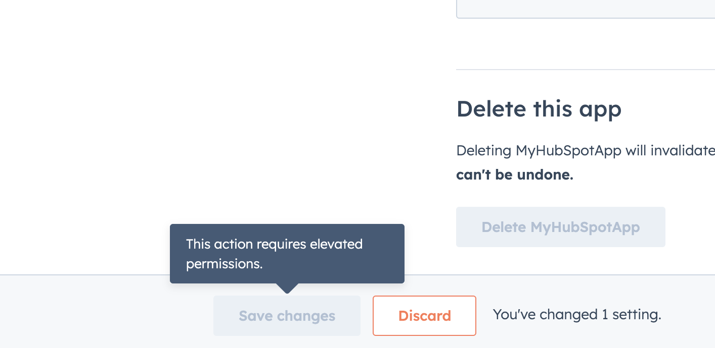 HubSpot Community - Getting "This action requires elevated permissions" error when creating an ...