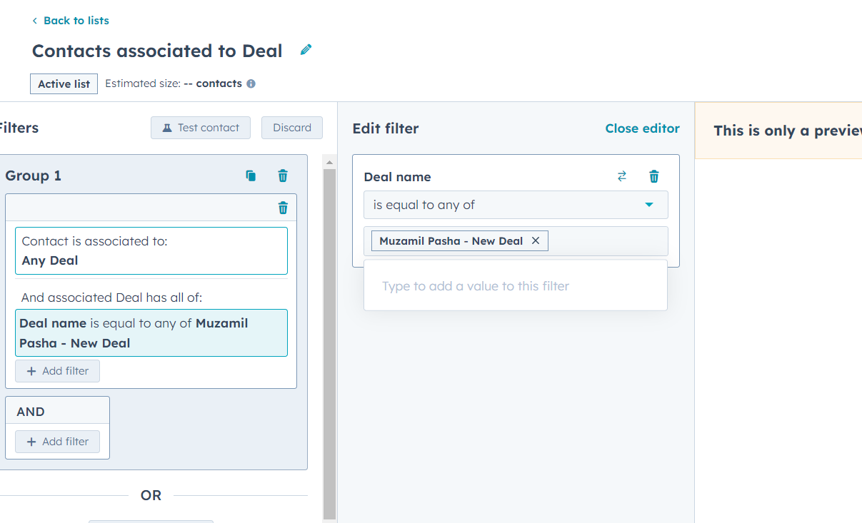 Solved: HubSpot Community - Creating a a list of contacts associated with a deal - HubSpot Community