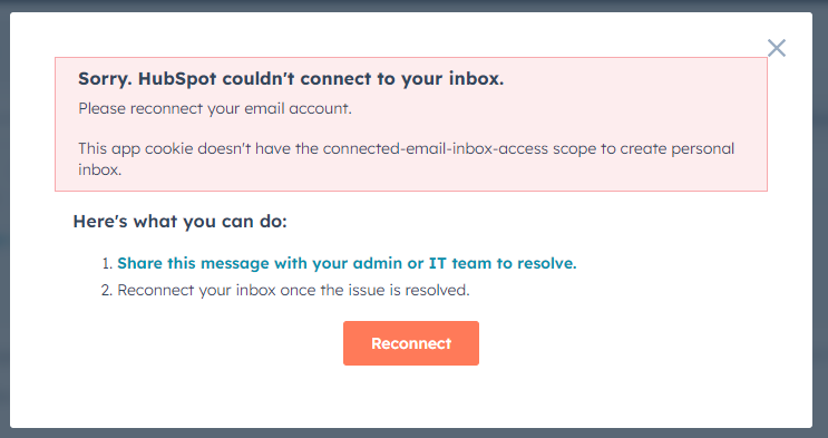 Solved: HubSpot Community - HubSpot couldn't connect to my Outlook inbox. - HubSpot Community